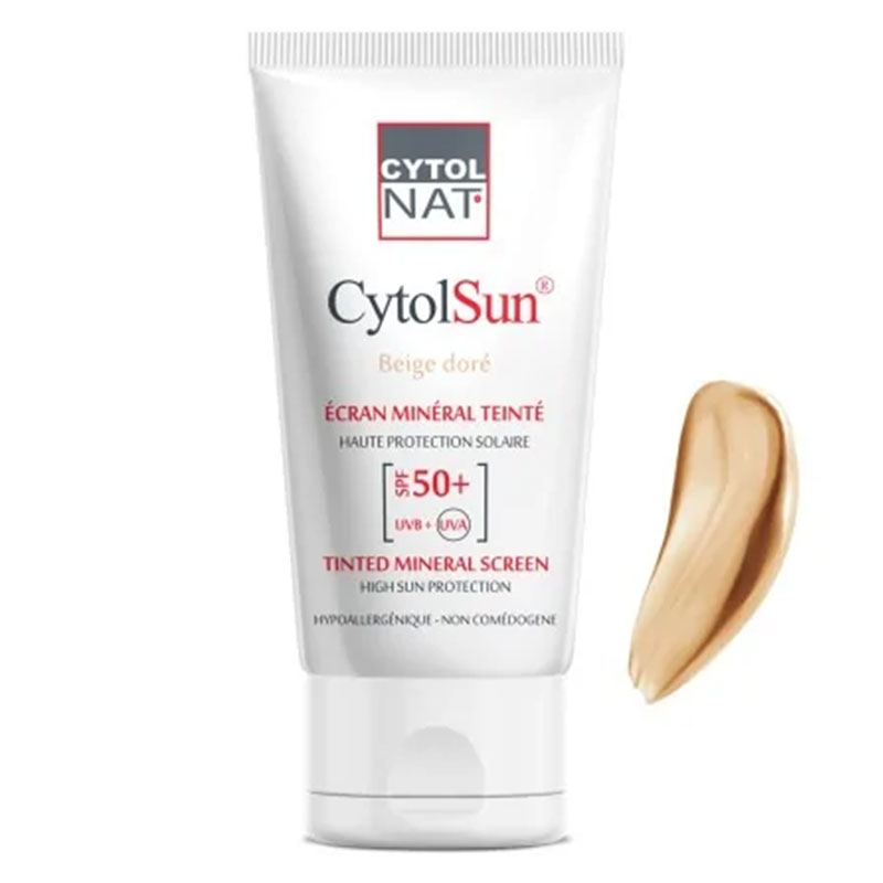 CYTOLNAT SUN ECRAN MINÉRAL TEINTÉ BEIGE DORE SPF50+ 50ML – Fourpharma